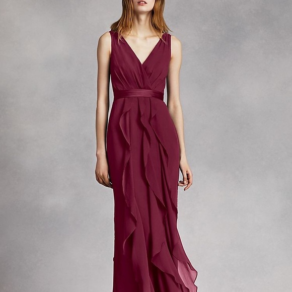 Vera Wang Dresses Vneck Wrapped Bodice Dress With Satin Belt Poshmark